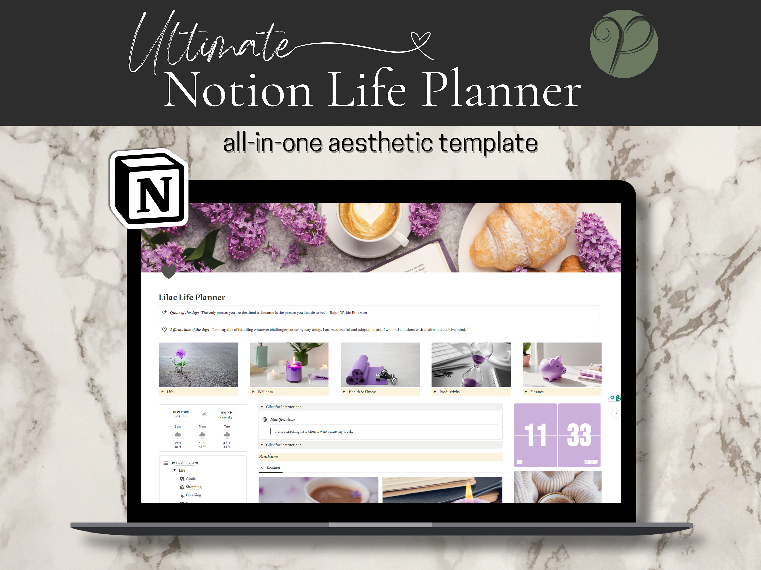 Ultimate Notion Life Planner Template Purple Aesthetic All-in-one That ...