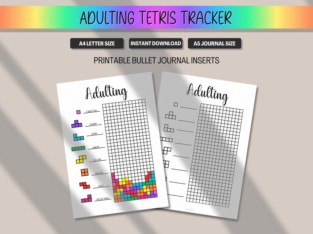 Adult Task Tracker, Adulting Tetris Printable Habit Log Planner Page ...