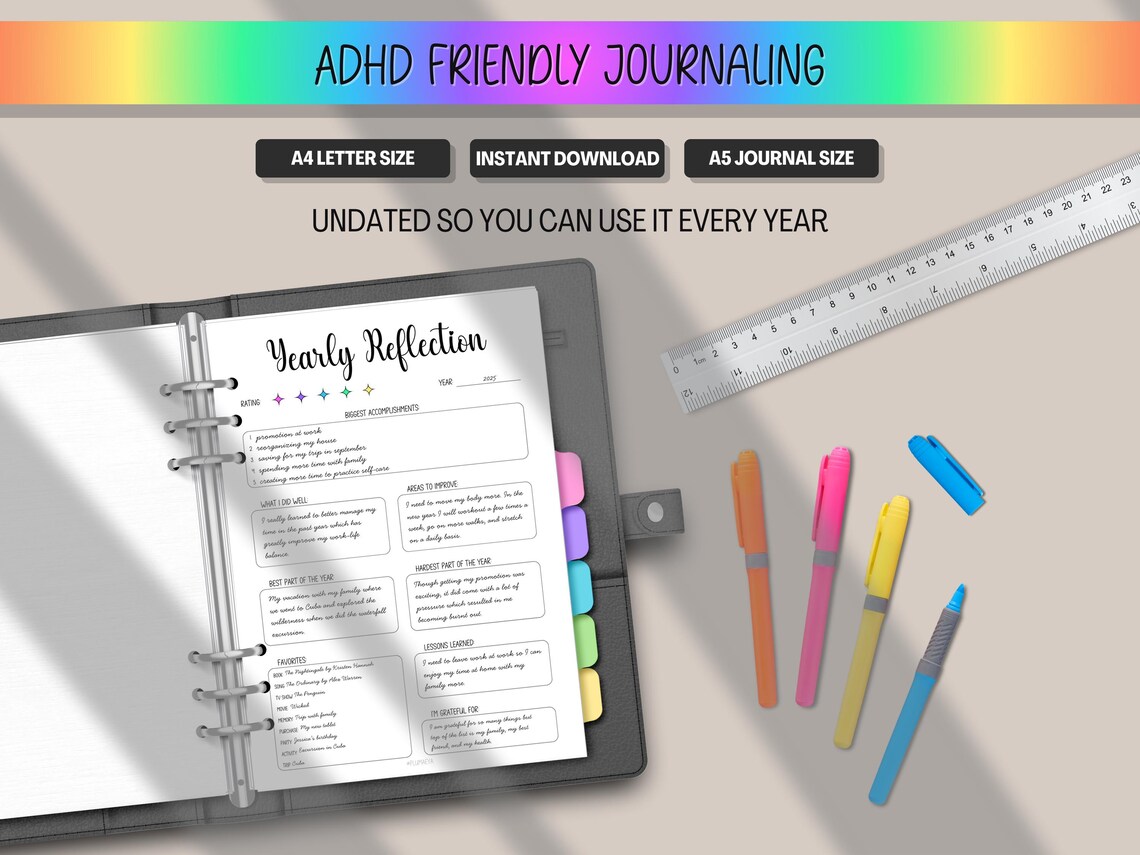 End of Year Reflection Printable Journal Page | Yearly Review Worksheet ...