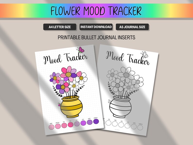 Mood Tracker, Printable Feelings Premade Bullet Journal Page ...