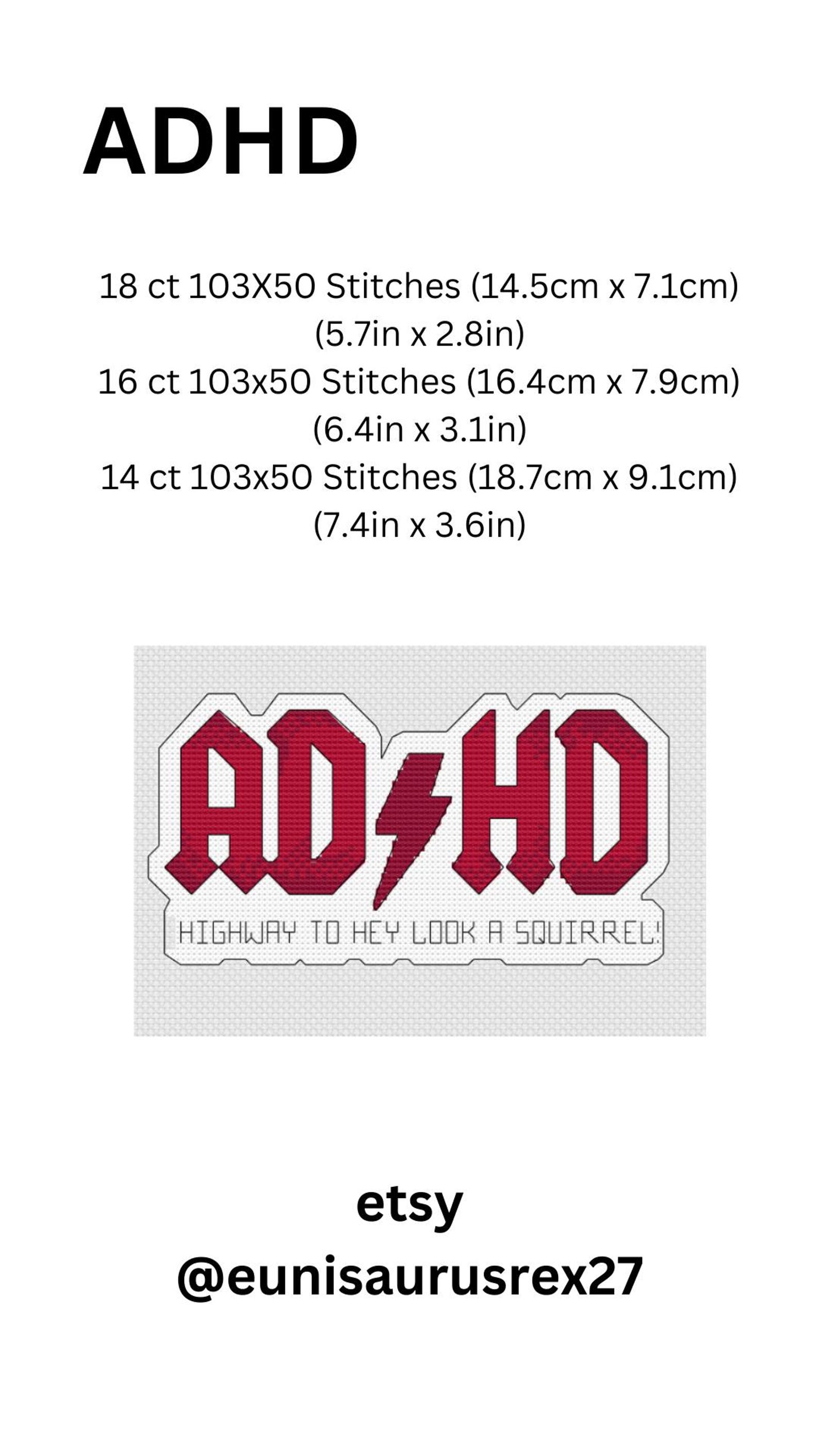 ADHD, Highway to Hey Look a Squirrel. Cross Stitch Pattern. - Etsy