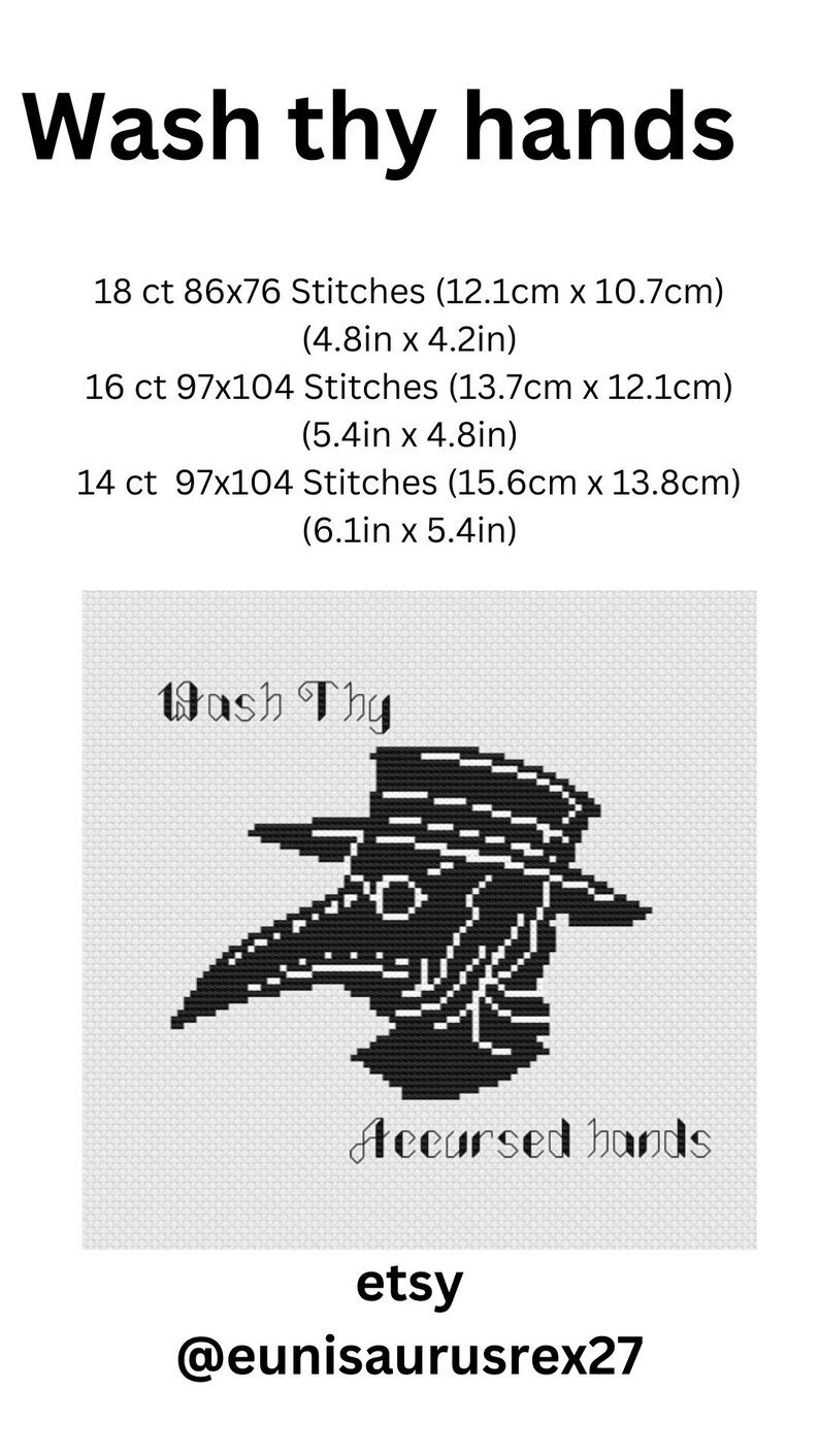 Plague Doctor Cross Stitch Pattern, Funny, Wash Thy Accursed Hands. - Etsy