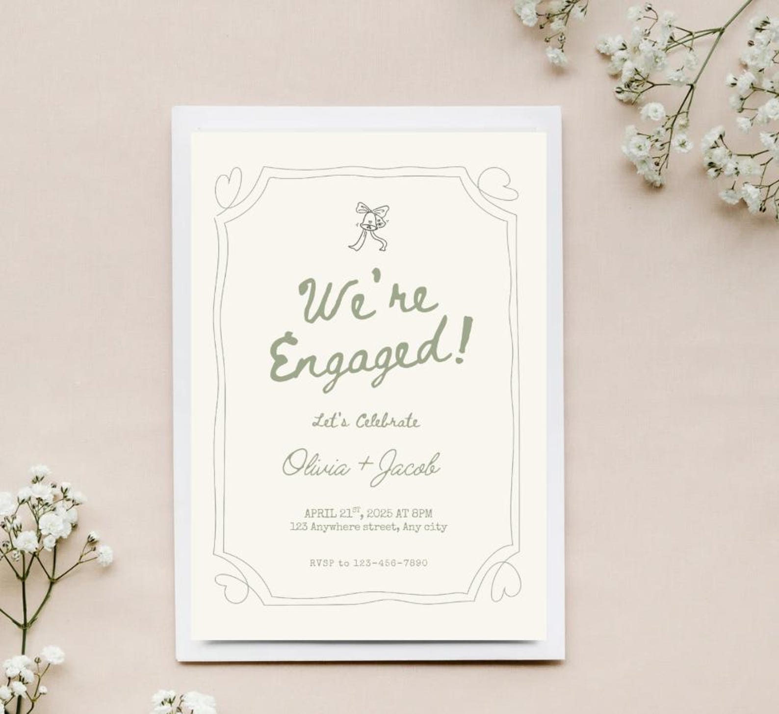Minimalist Engagement Party Invitation Template: Blue Printable Invite ...