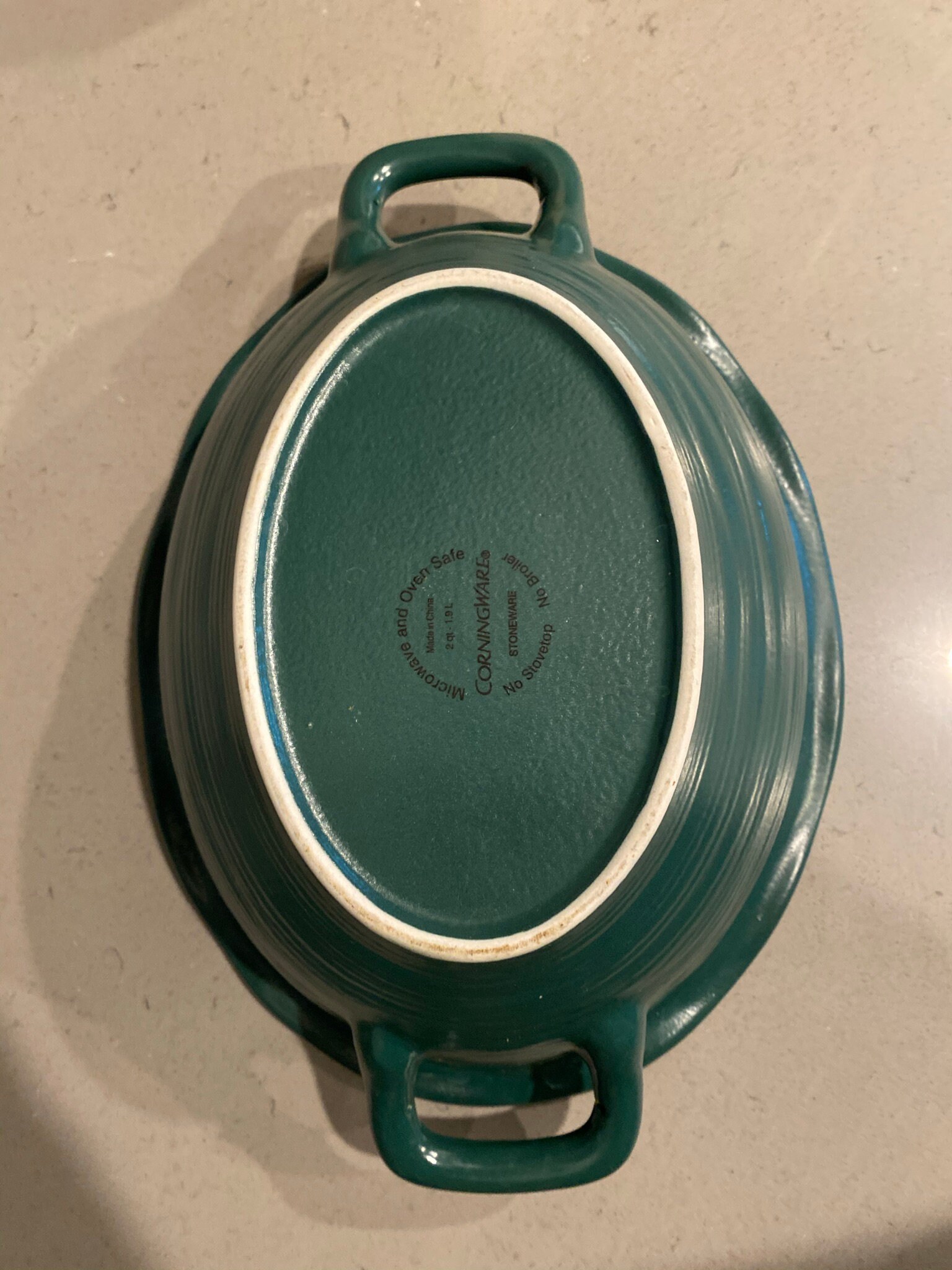 Corningware Stoneware Oval Casserole / Baking Dish Hunter Green W ...
