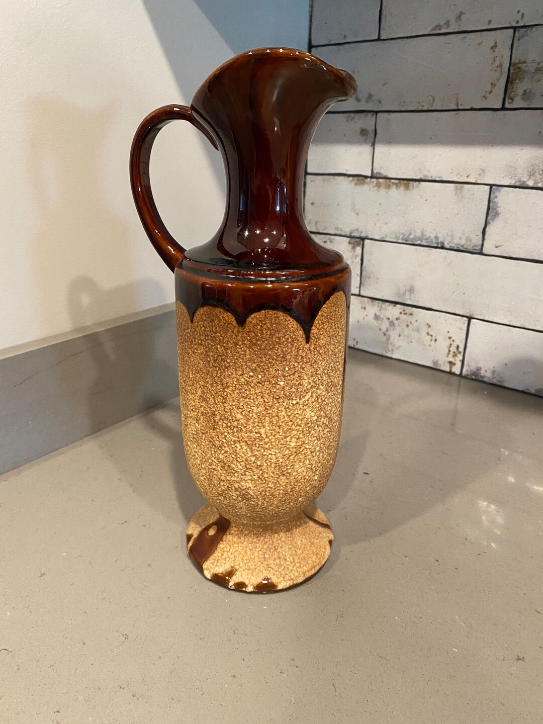 Vintage Royal Haeger Brown Glazed Sandstone 12” Tall Pitcher - Etsy