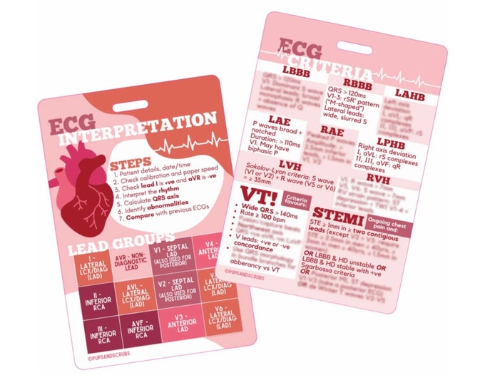 STEMI Reference Tool Vertical Badge Pocket Card for Nurse Paramedic RN ...
