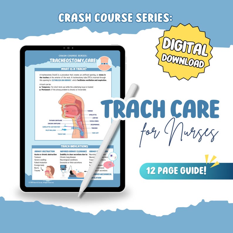 Tracheostomy Care Crash Course: Visual Study Guide for Nurses (digital ...