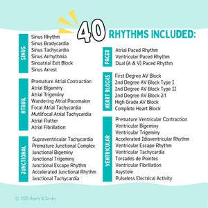 EKG & Dysrhythmias | Cheat Sheets | 40 Rhythms | Digital Download ...