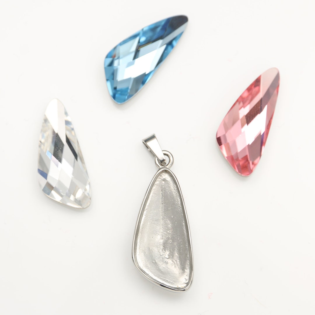 Stainless Steel Base, Swarovski Crystal, DIY, Wing Pendant, Necklace ...