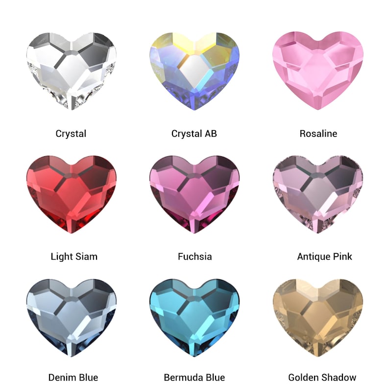 Swarovski 2808 • Swarovski Heart Crystal • Flat Back • 6mm, 10mm, 14mm ...