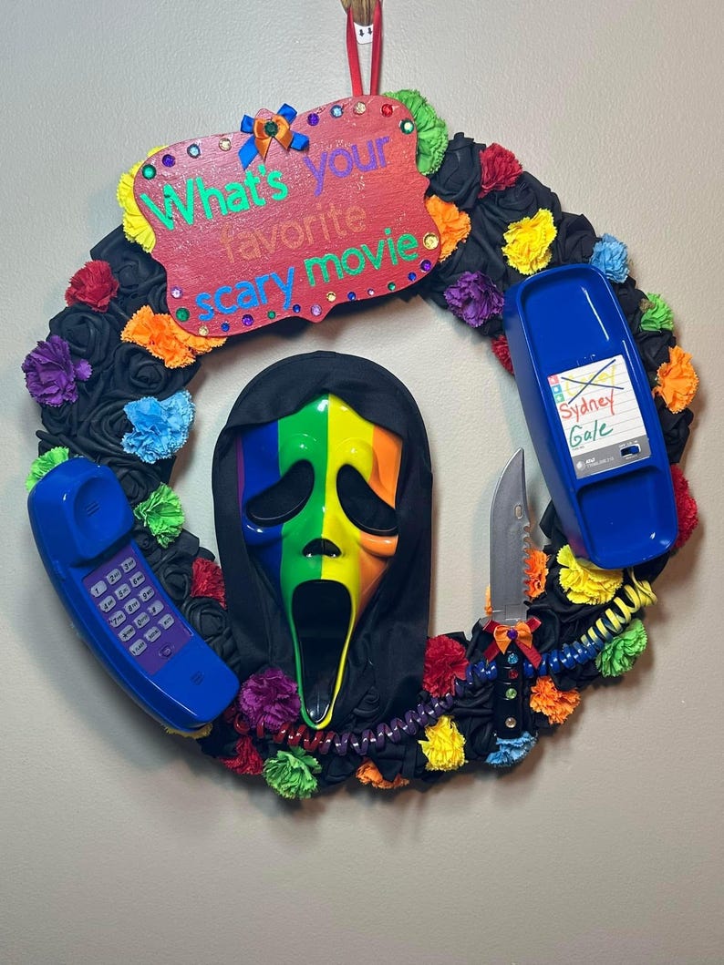Rainbow Ghostface Wreath, Horror Wreath, Scream Movie, Halloween ...