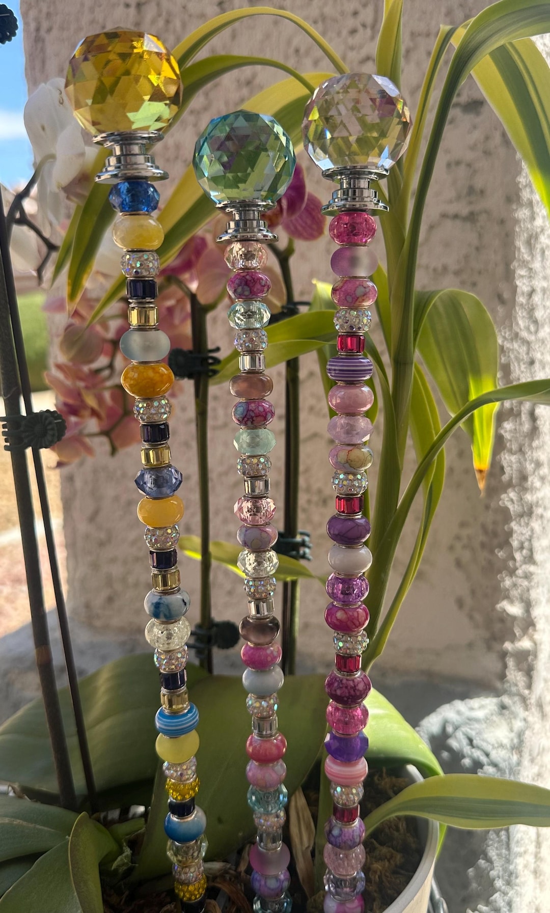 12" Garden Fairy Wand, Crystal Garden Wand, Plant Stake, Garden Art ...