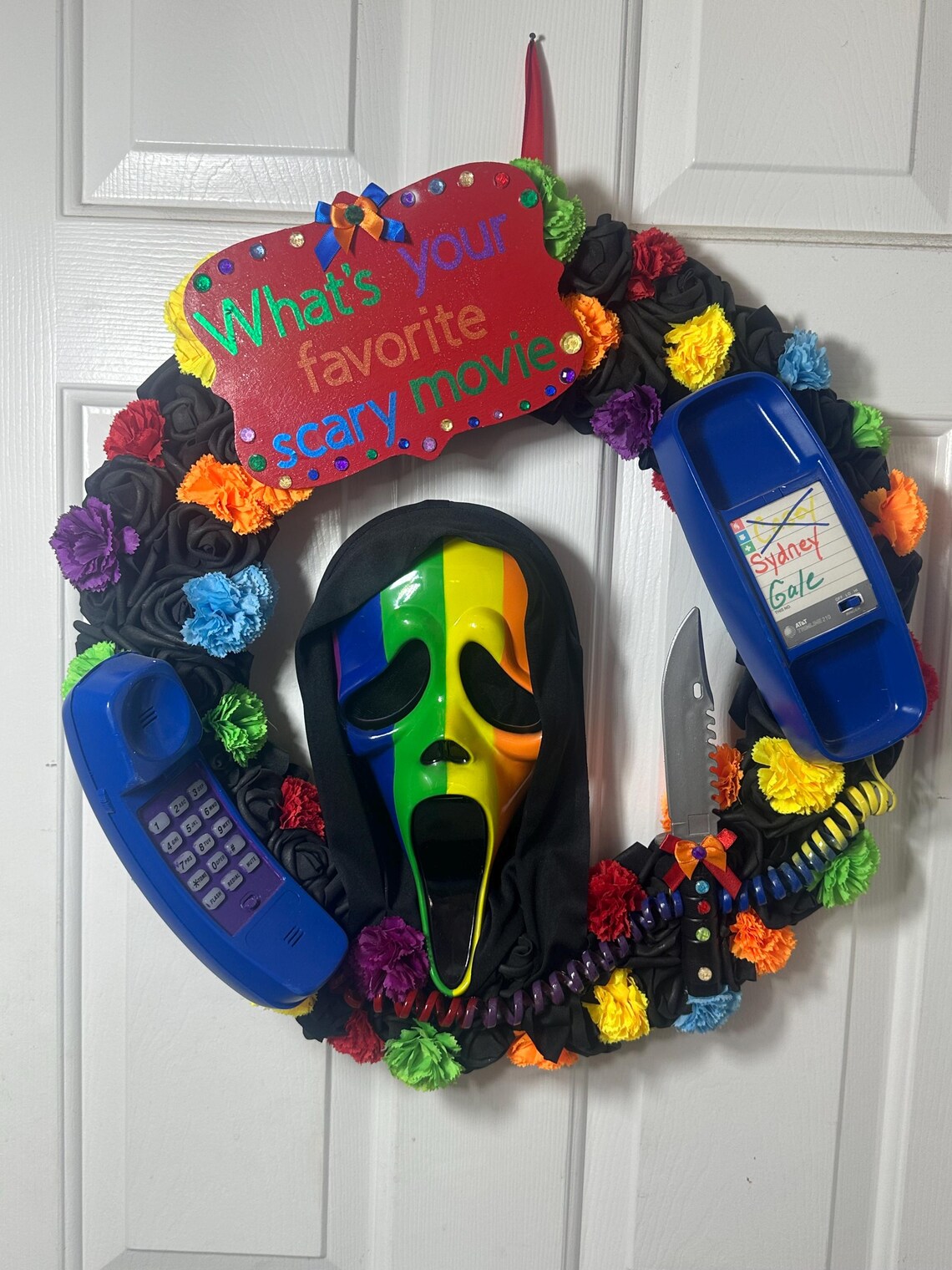 Rainbow Ghostface Wreath, Horror Wreath, Scream Movie, Halloween ...