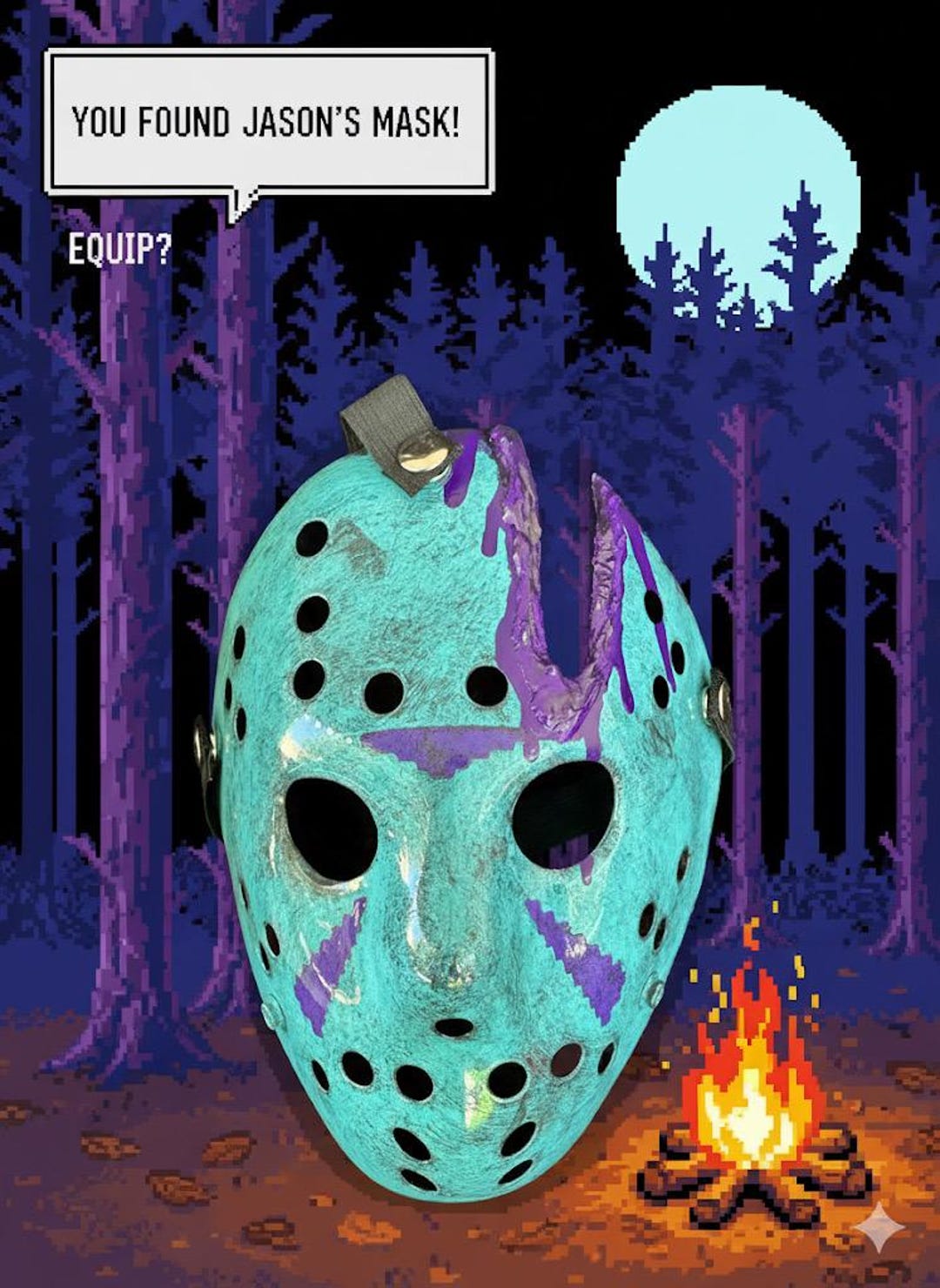 NES Retro Jason Hockey Mask: Friday the 13th Costume, Teal Blue and ...