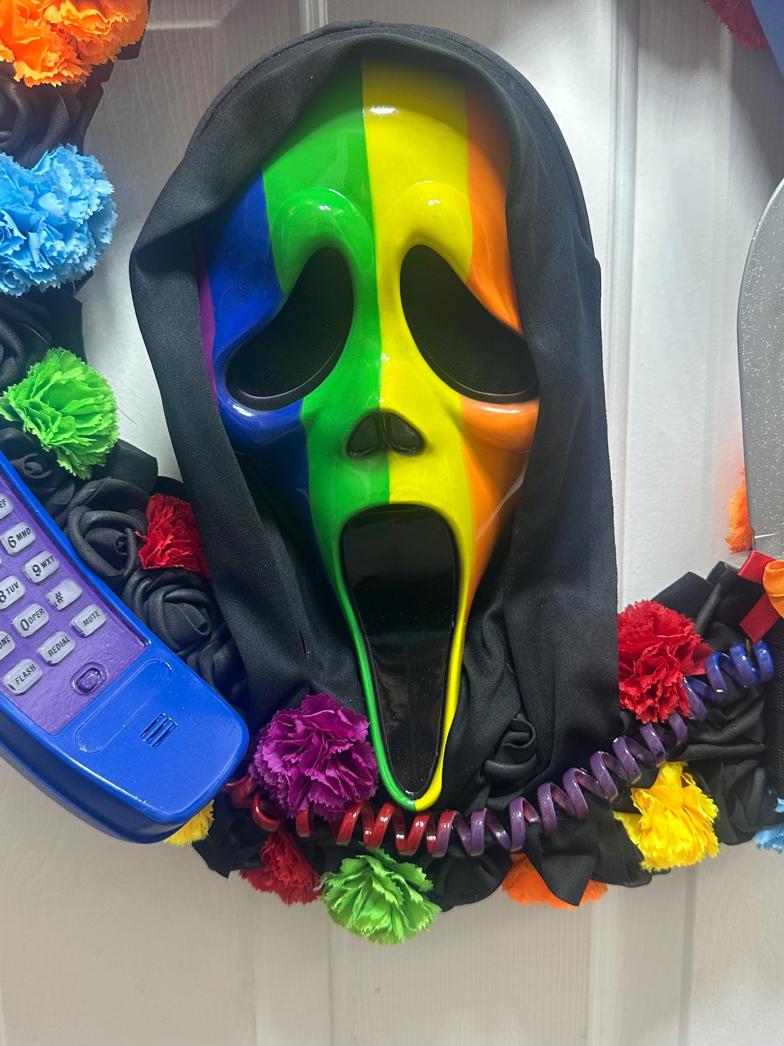 Rainbow Ghostface Wreath, Horror Wreath, Scream Movie, Halloween ...