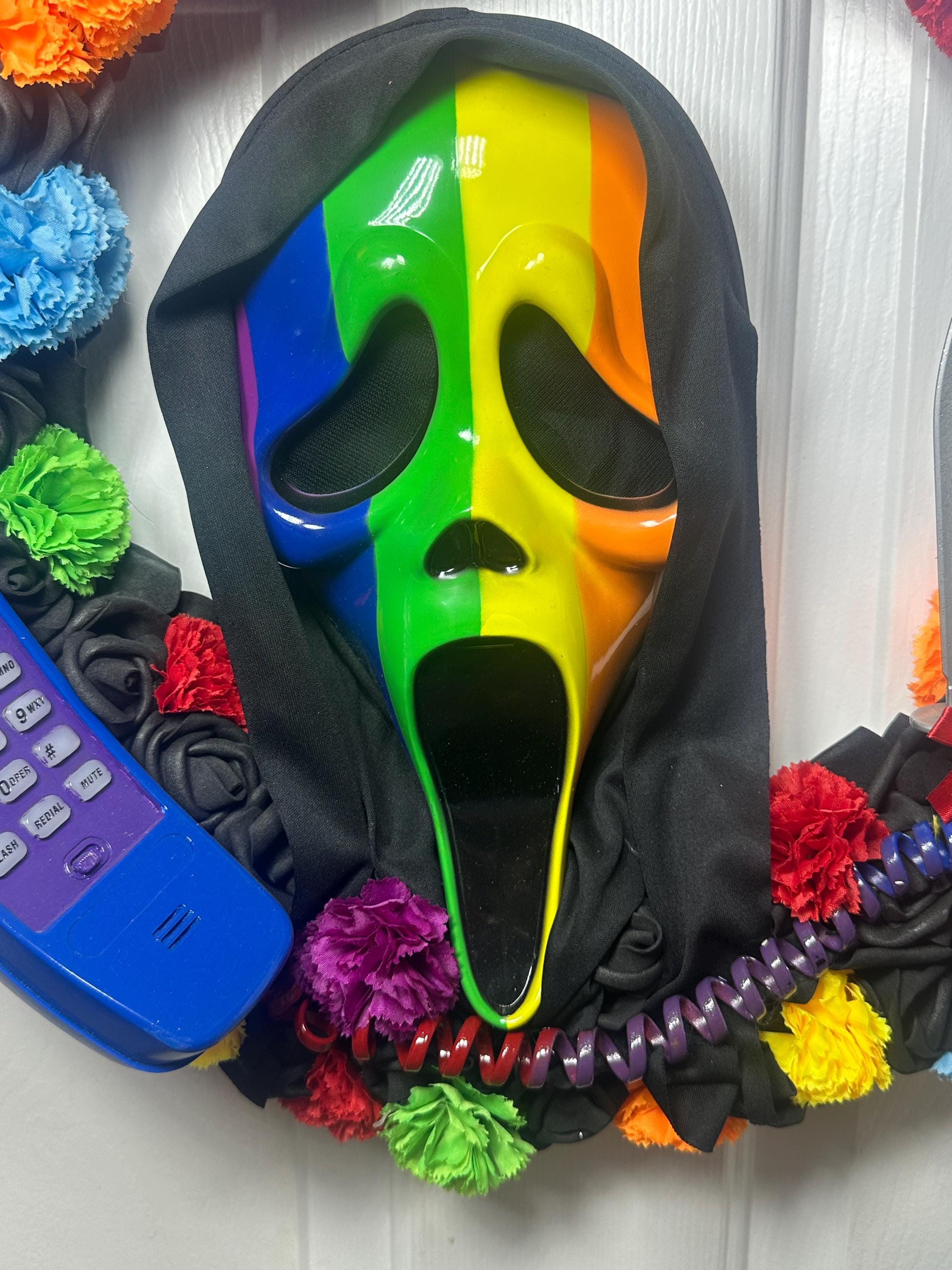 Rainbow Ghostface Wreath, Horror Wreath, Scream Movie, Halloween ...