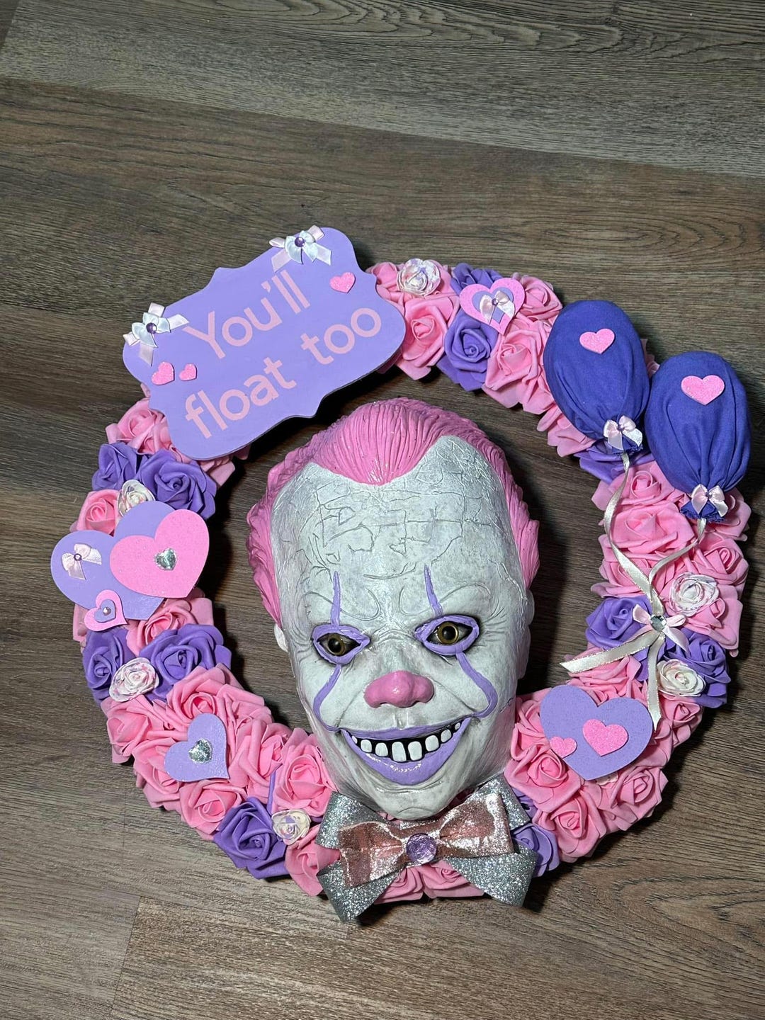 Pastel Pennywise Wreath, IT Movie Inspired Wreath, Pennywise, Pink ...