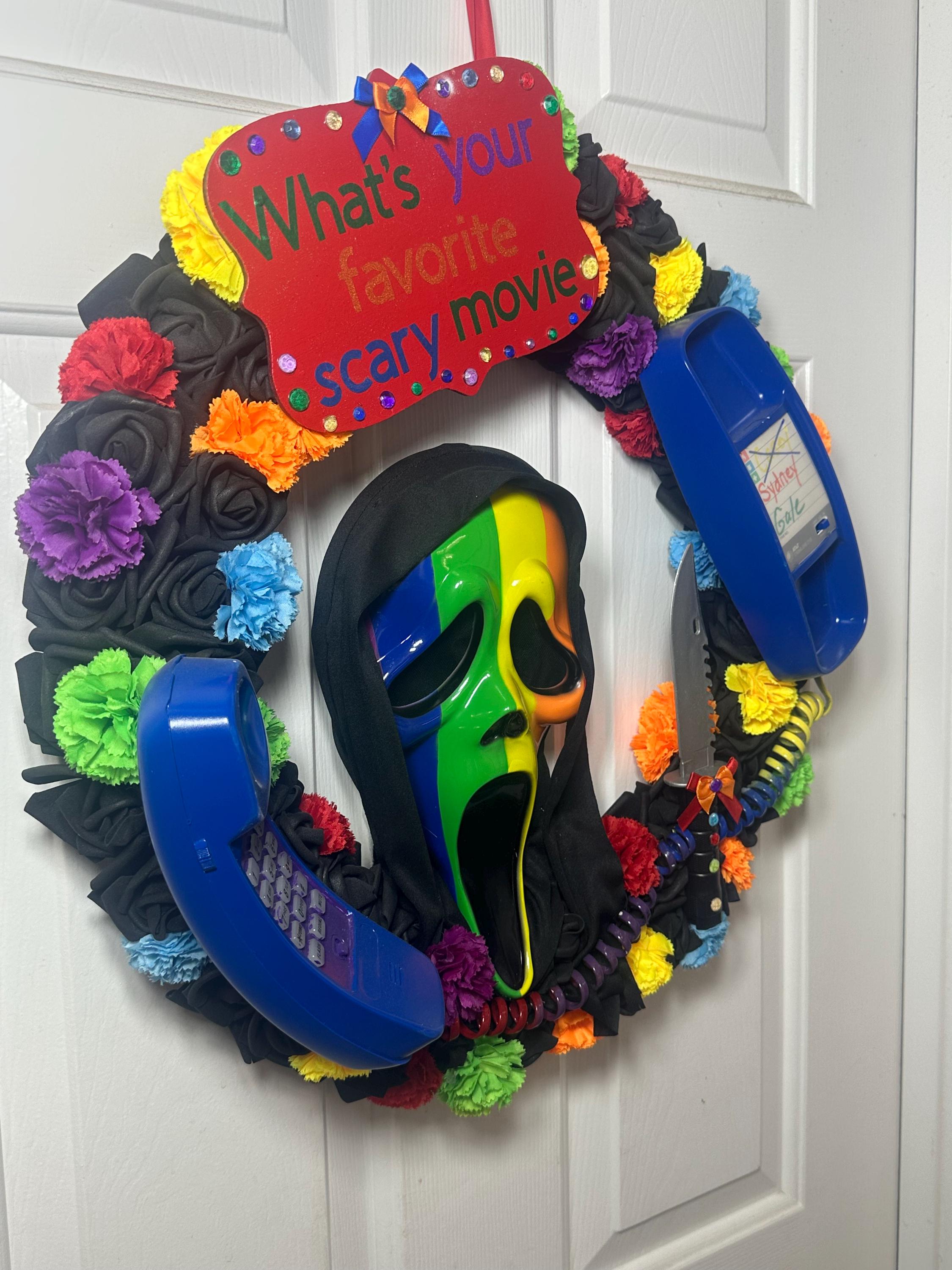 Rainbow Ghostface Wreath, Horror Wreath, Scream Movie, Halloween ...