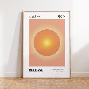 999 Print, Angel Numbers Poster, Gradient Wall Art, Spiritual Print ...