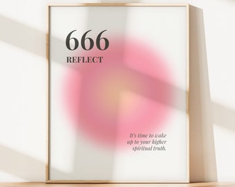 666 Print Angel Numbers Poster Gradient Wall Art Spiritual | Etsy
