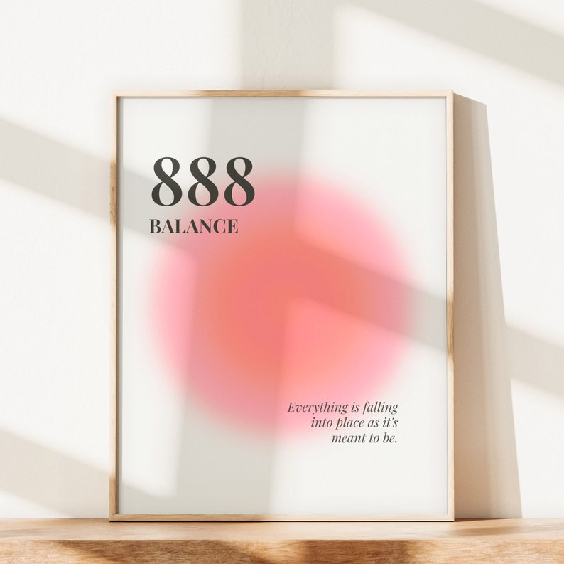 888 Print Angel Numbers Poster Gradient Wall Art Spiritual - Etsy