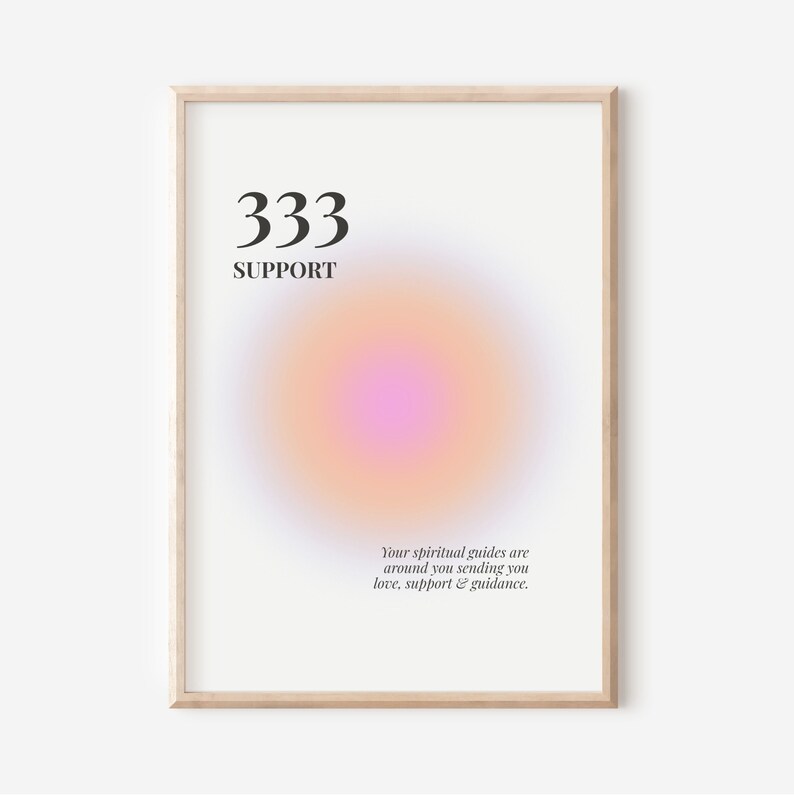 333 Print Angel Numbers Poster Gradient Wall Art Spiritual - Etsy