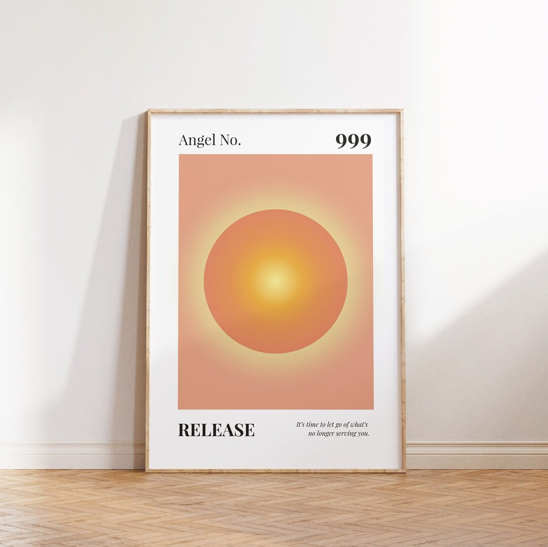 999 Print, Angel Numbers Poster, Gradient Wall Art, Spiritual Print ...