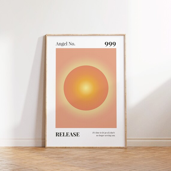 Art & Collectibles angel number poster // 999 wall art print Digital ...