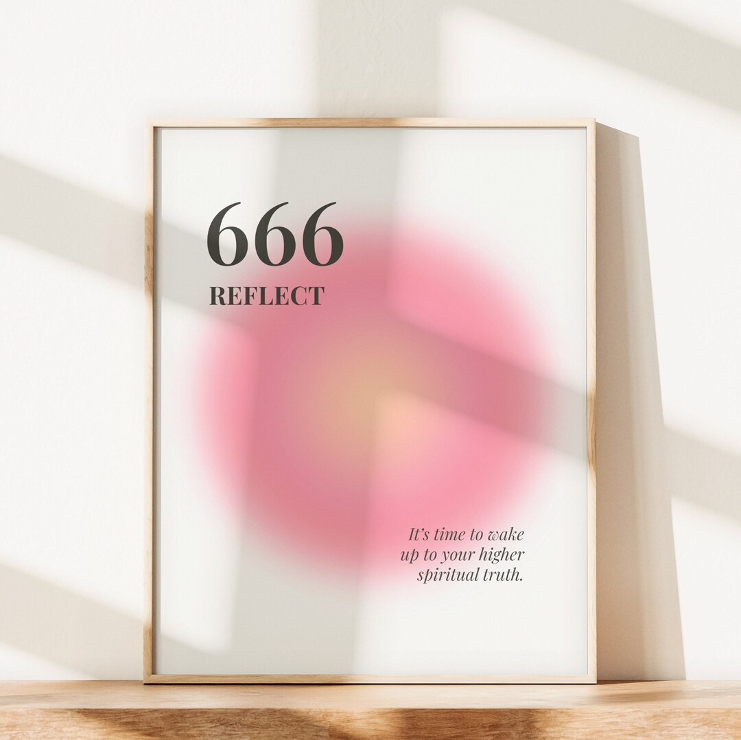 666 Print Angel Numbers Poster Gradient Wall Art Spiritual - Etsy