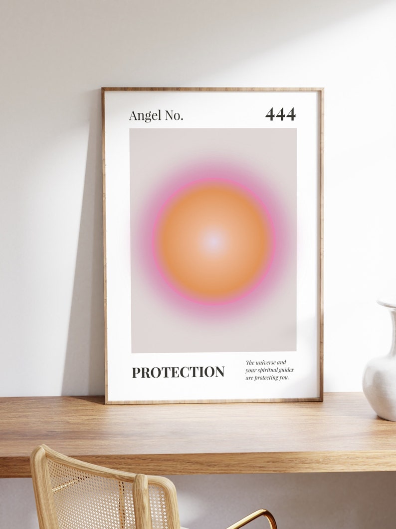 444 Print Angel Numbers Poster Gradient Wall Art Spiritual - Etsy