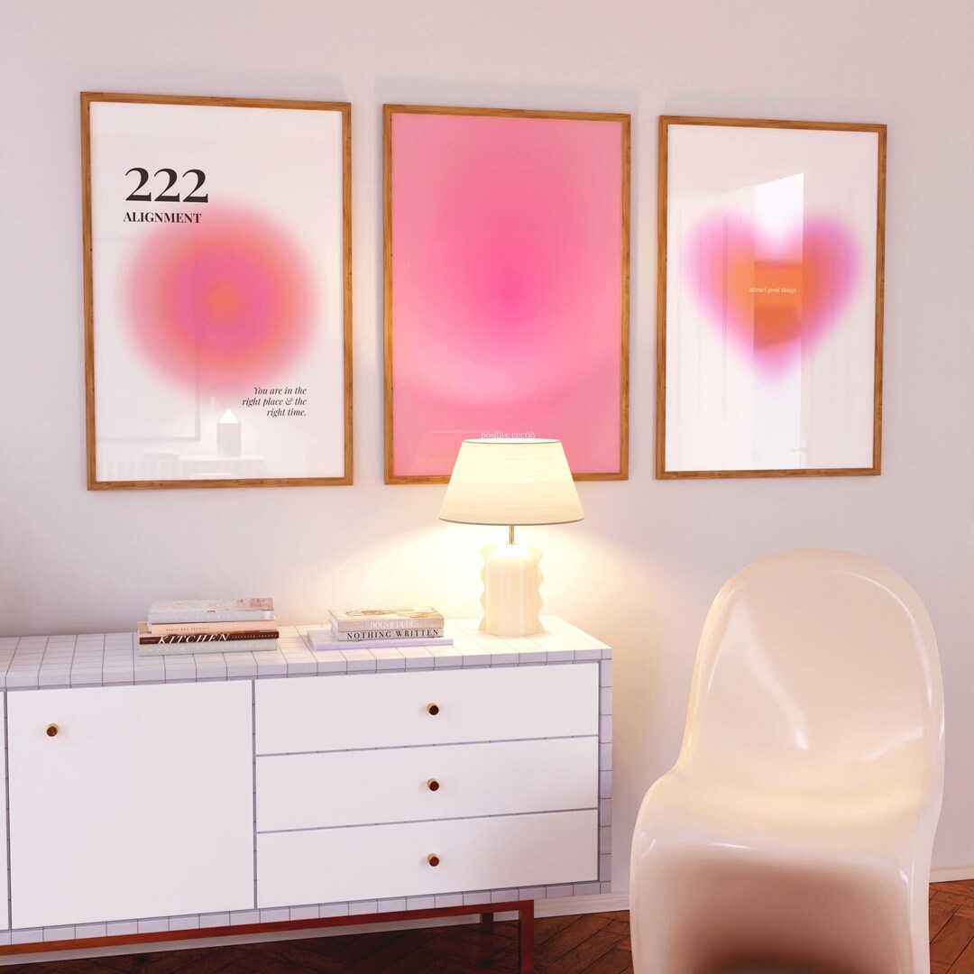 Set of 3 Aura Poster, Aura Print, Gradient Print, Angel Number ...