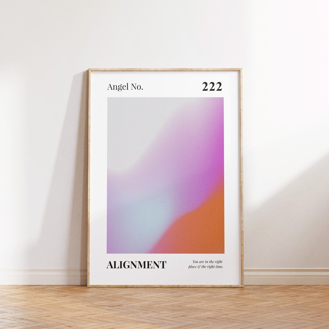 222 Print, Angel Numbers Poster, Gradient Wall Art, Spiritual Print ...