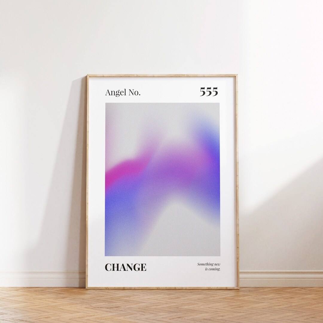 555 Print, Angel Numbers Poster, Gradient Wall Art, Spiritual Print ...