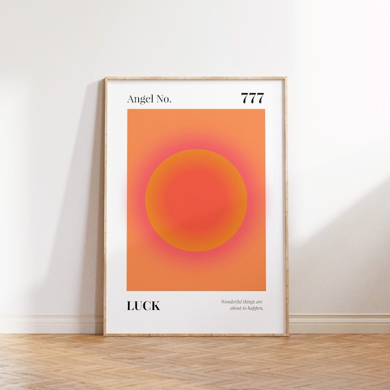 777 Print Angel Numbers Poster Gradient Wall Art Spiritual | Etsy