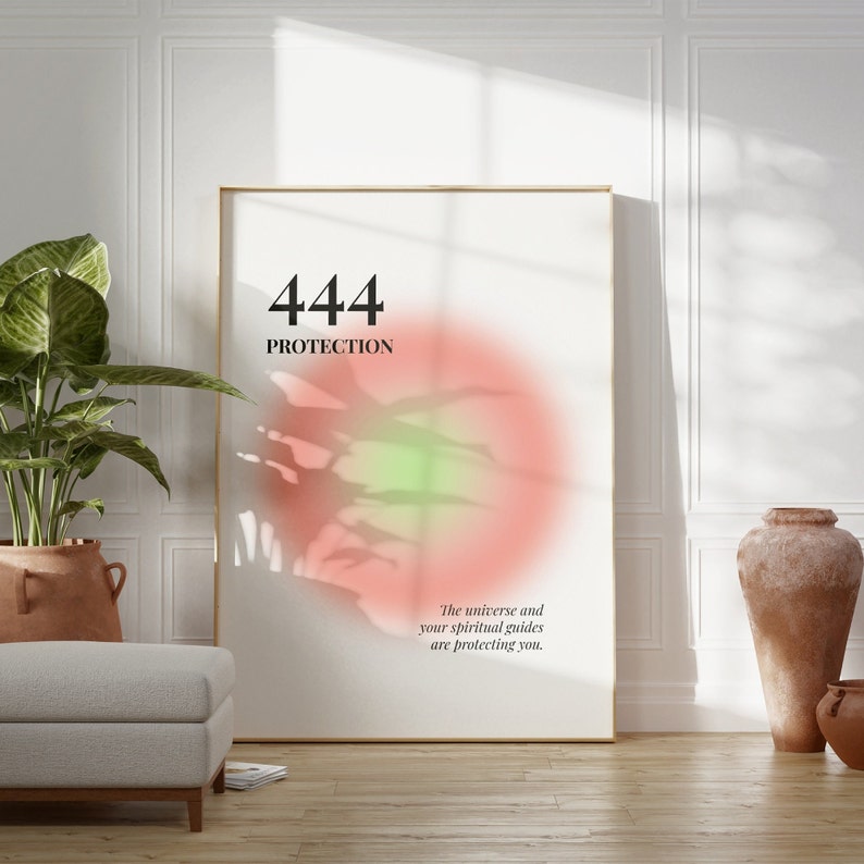 444 Print Angel Numbers Poster Gradient Wall Art Spiritual - Etsy