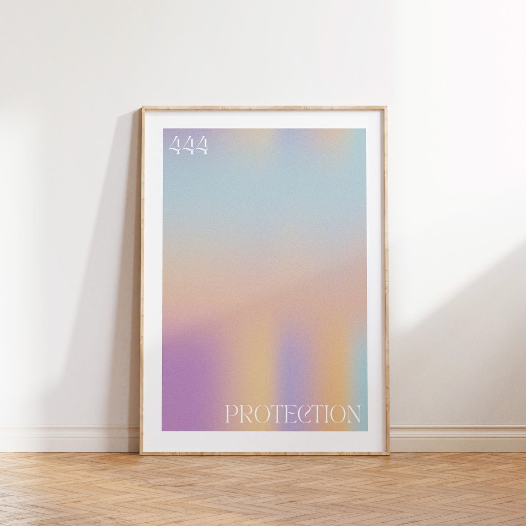 444 Print Angel Numbers Poster Aura Print Gradient Wall - Etsy