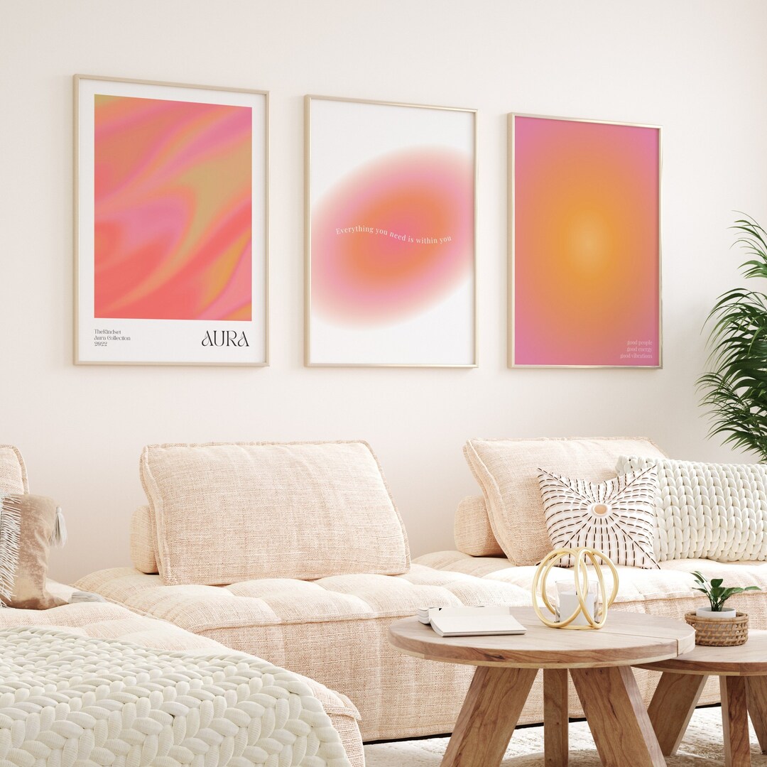Set of 3 Aura Poster, Aura Print, Gradient Print, Angel Number ...