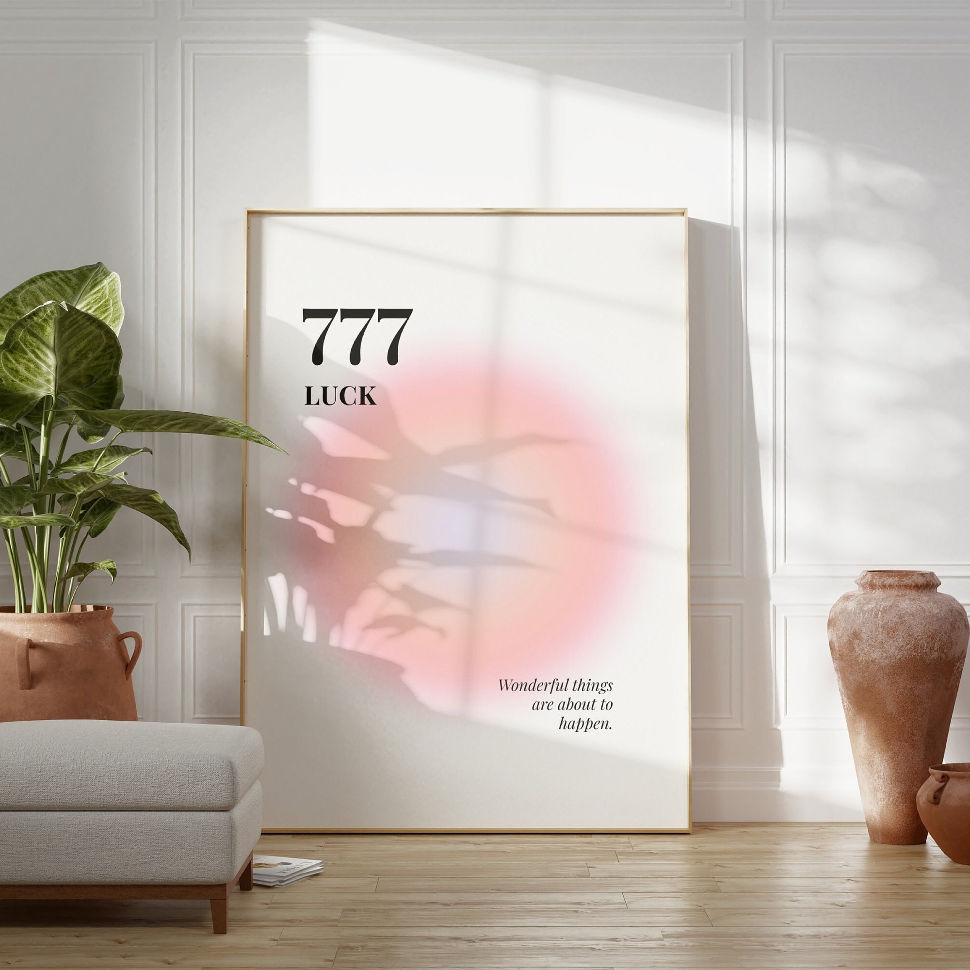 777 Print Angel Numbers Poster Gradient Wall Art Spiritual | Etsy