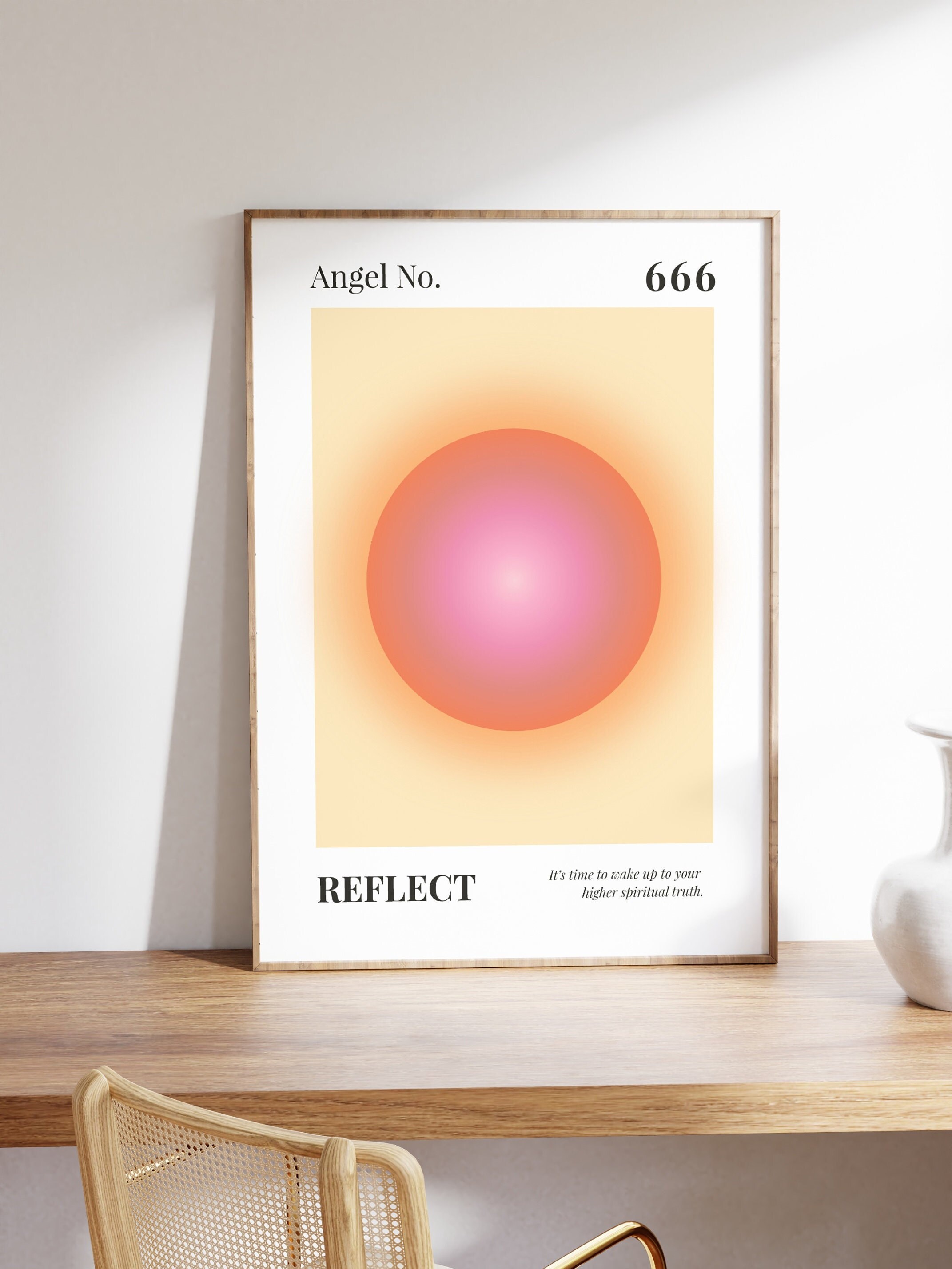 666 Print Angel Numbers Poster Gradient Wall Art Spiritual - Etsy