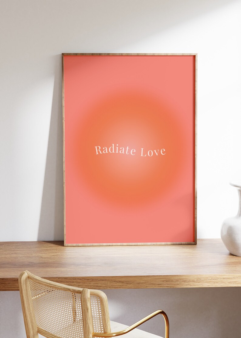 Radiate Love Print Aura Poster Gradient Wall Art Spiritual | Etsy