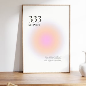 333 Print, Angel Numbers Poster, Gradient Wall Art, Spiritual Print ...