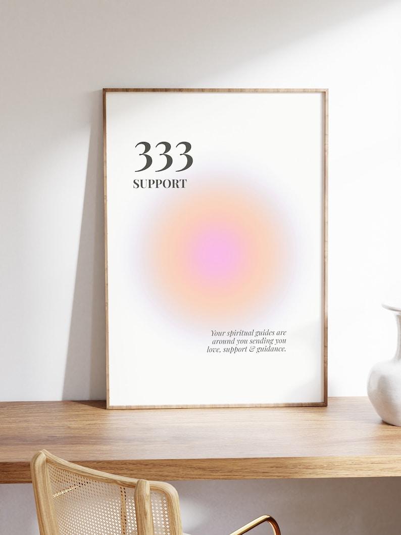 333 Print Angel Numbers Poster Gradient Wall Art Spiritual - Etsy