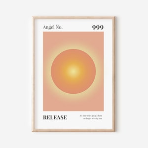 999 Print, Angel Numbers Poster, Gradient Wall Art, Spiritual Print ...