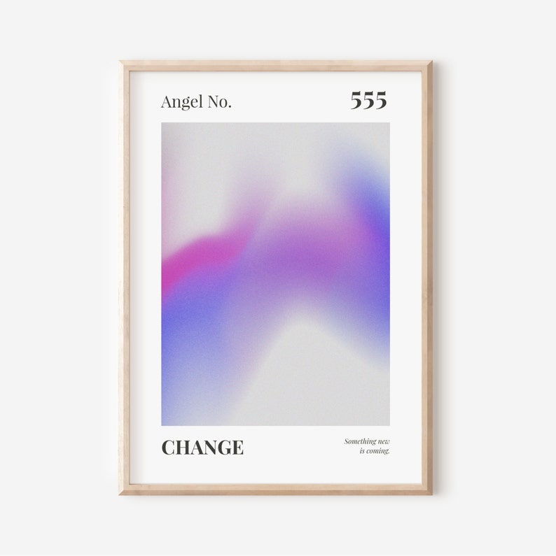 555 Print Angel Numbers Poster Gradient Wall Art Spiritual - Etsy