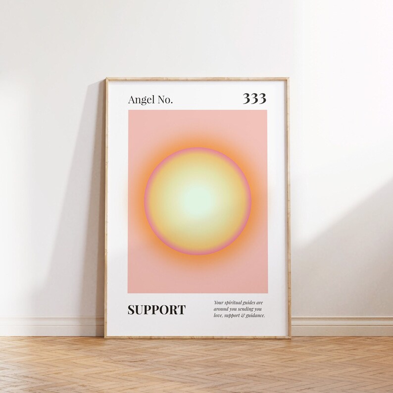 333 Print Angel Numbers Poster Gradient Wall Art Spiritual - Etsy