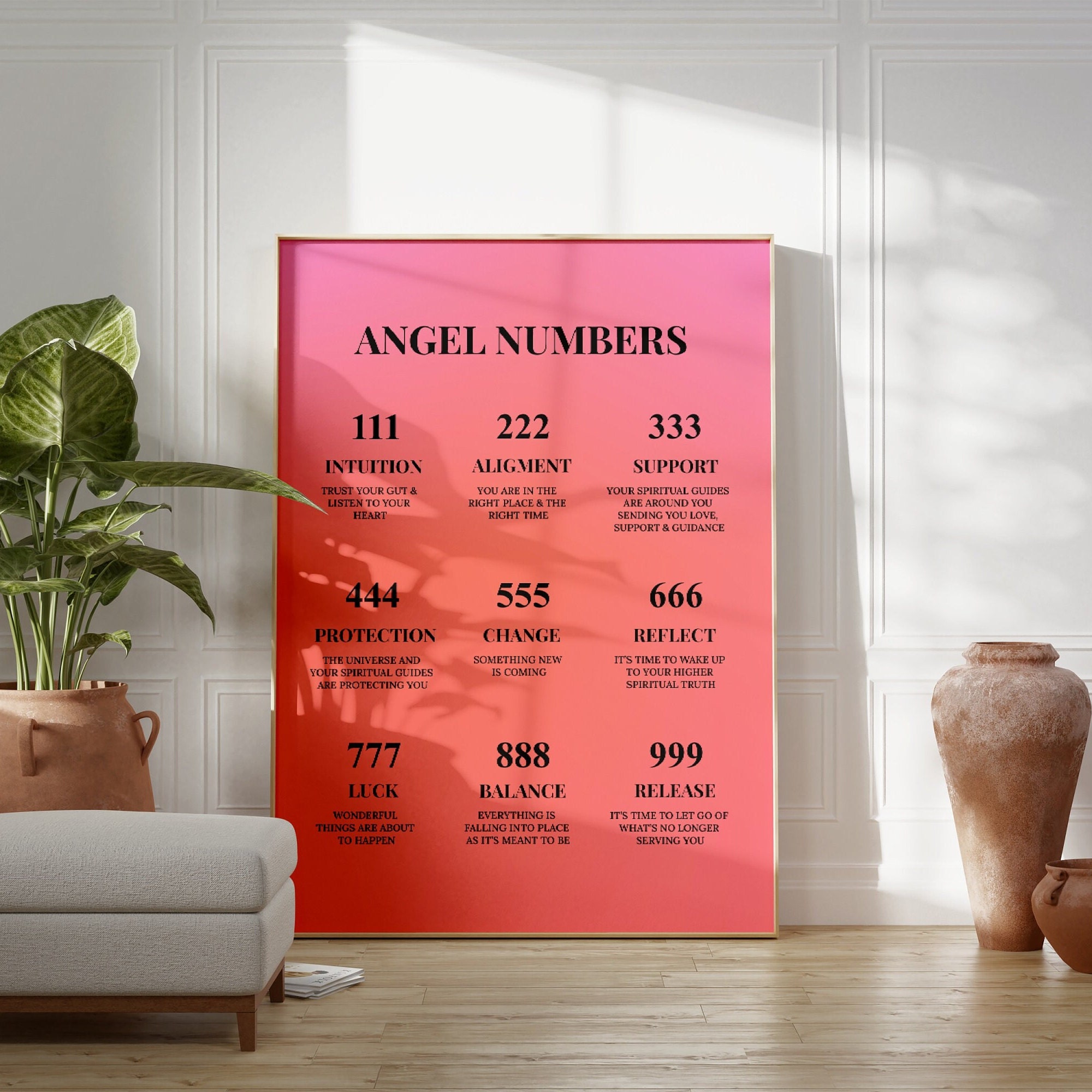 Angel Numbers Poster Gradient Wall Art Spiritual Print - Etsy