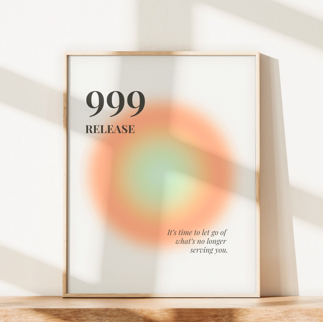 999 Print, Angel Numbers Poster, Gradient Wall Art, Spiritual Print ...