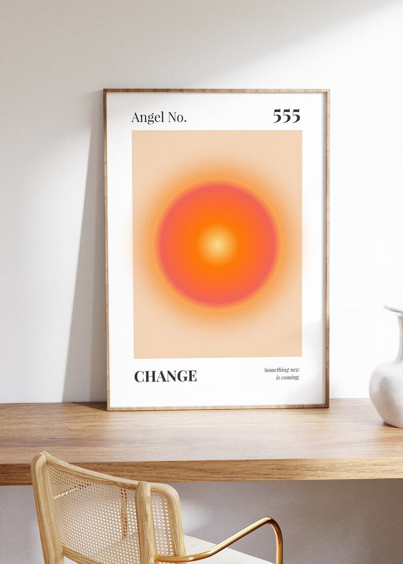 555 Print, Angel Numbers Poster, Gradient Wall Art, Spiritual Print ...
