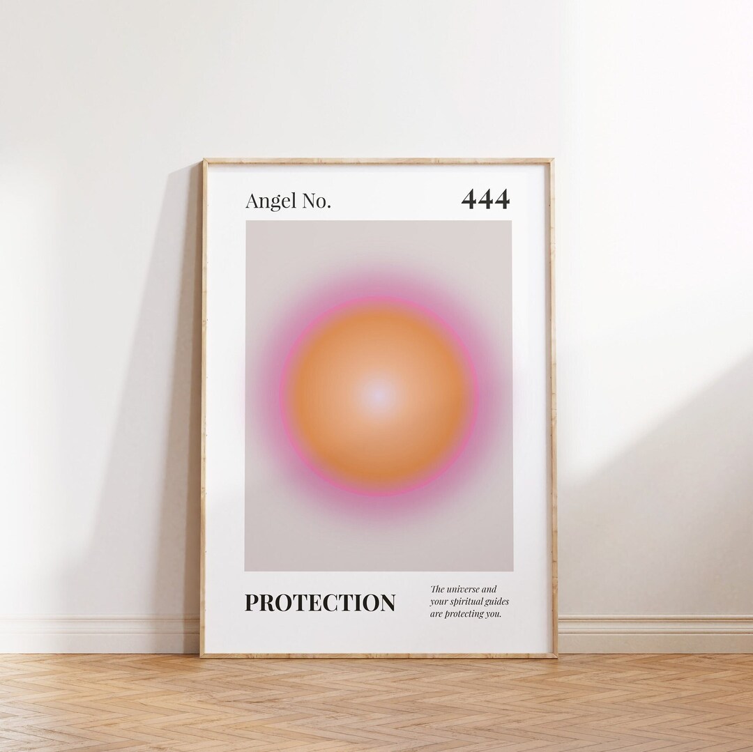 444 Print, Angel Numbers Poster, Gradient Wall Art, Spiritual Print ...