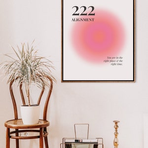 222 Print, Angel Numbers Poster, Gradient Wall Art, Spiritual Print ...